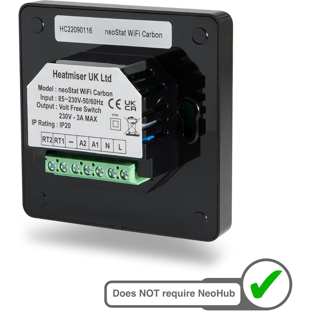 Heatmiser neoStat Wi-Fi Smart Thermostat - Carbon Black - Boilers